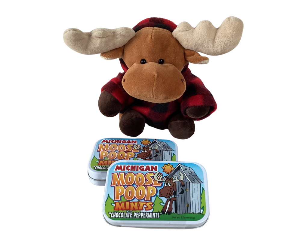 Moose Plush with 2 Moose Poop Tin – Penrod/Hiawatha